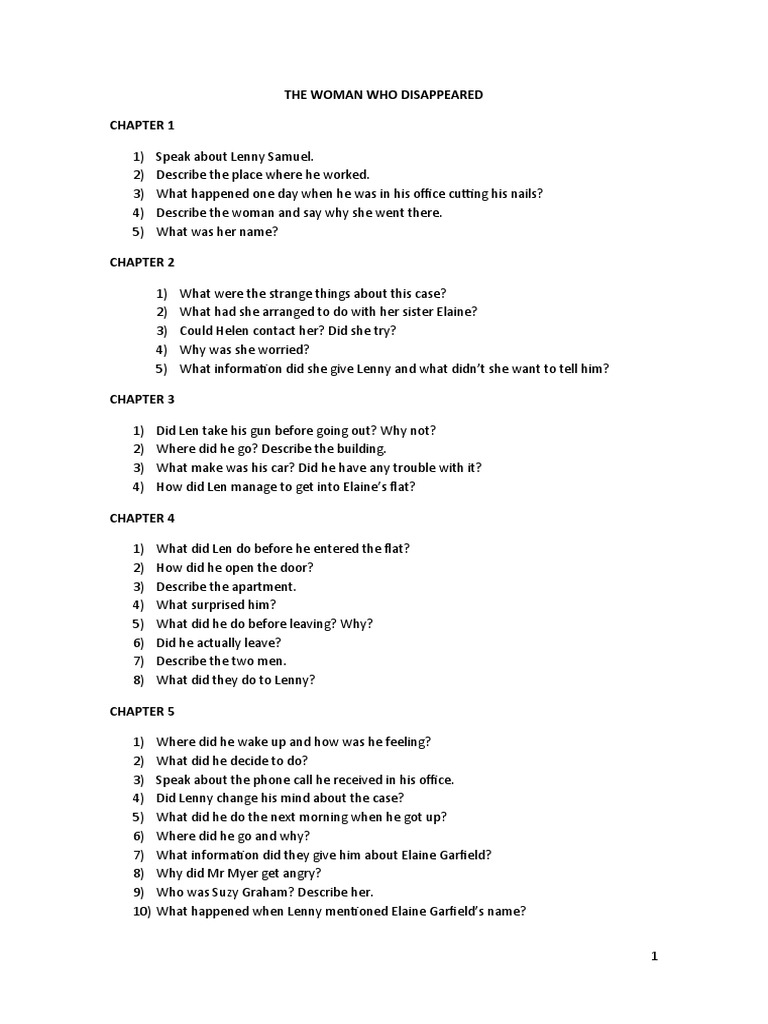 Questions The Woman Who Disappeared | PDF