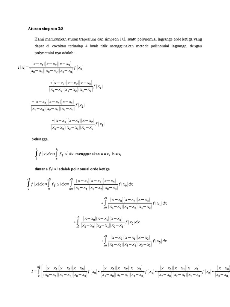 Aturan Simpson 3/8 dalam Integral | PDF