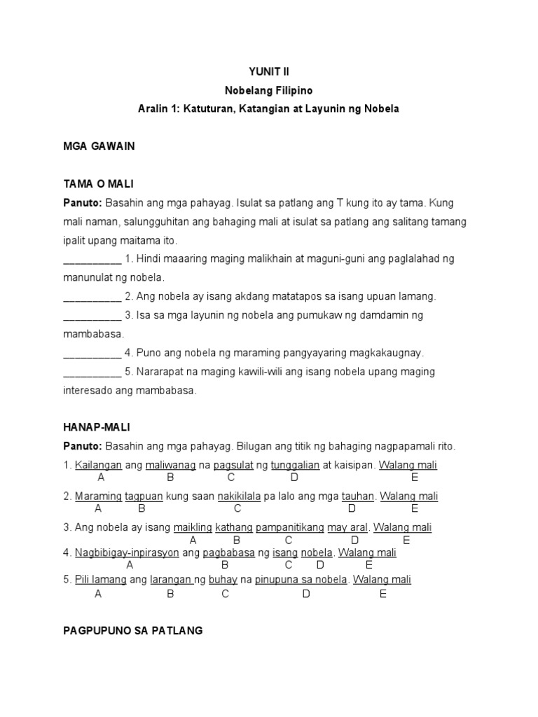 Aralin 1 Pagsusulit | PDF