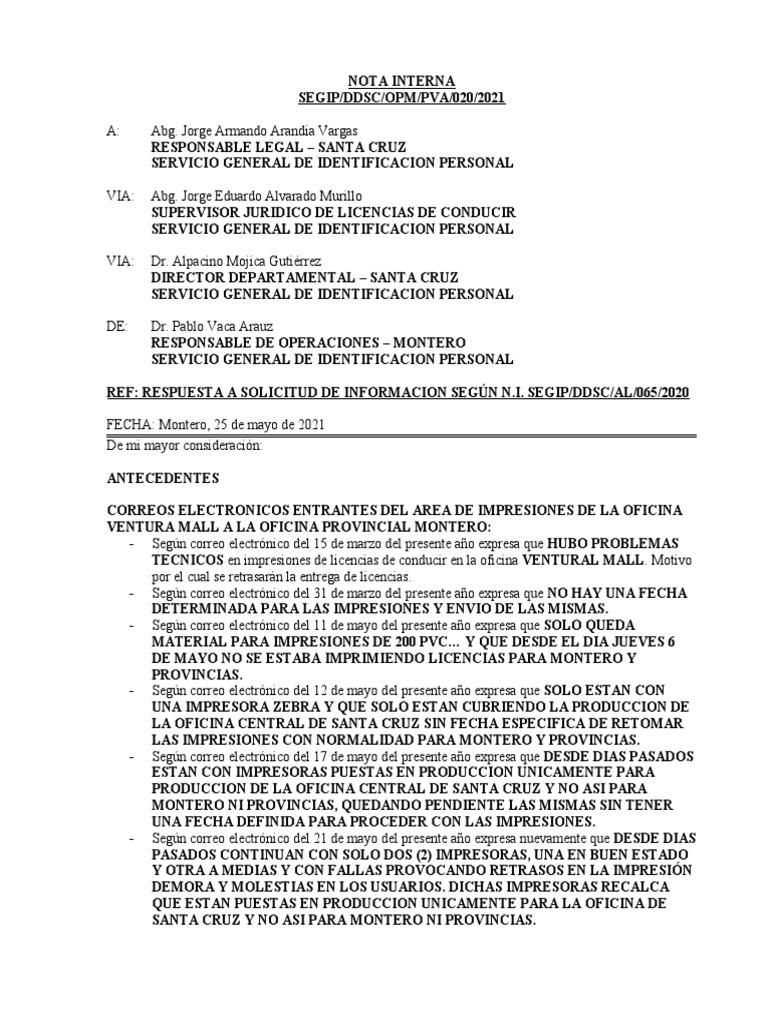 Nota Interna | PDF