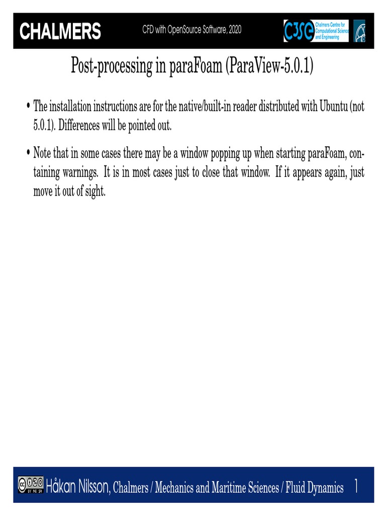 Post-Processing in Parafoam (Paraview-5.0.1) : Håkan Nilsson 1 | PDF ...