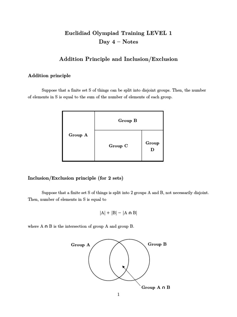 Addition Principle and Inclusion, Exclusion | PDF | Triangle | Space