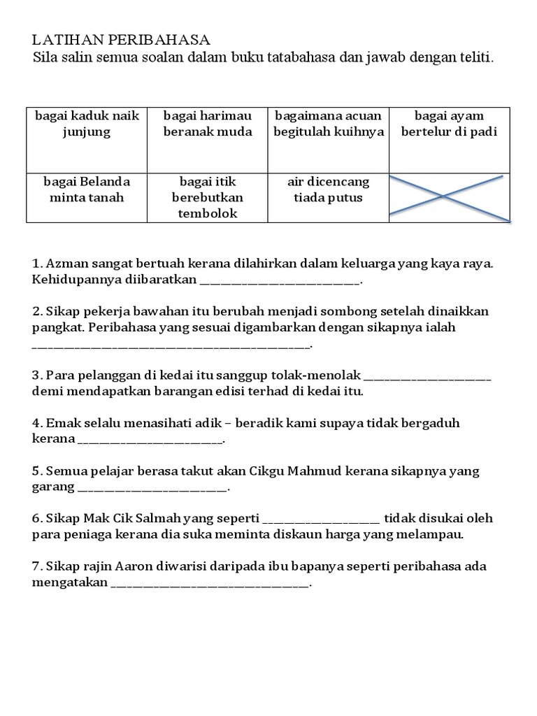 Latihan Peribahasa | PDF