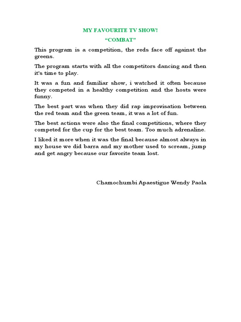 My Favourite TV Show | PDF