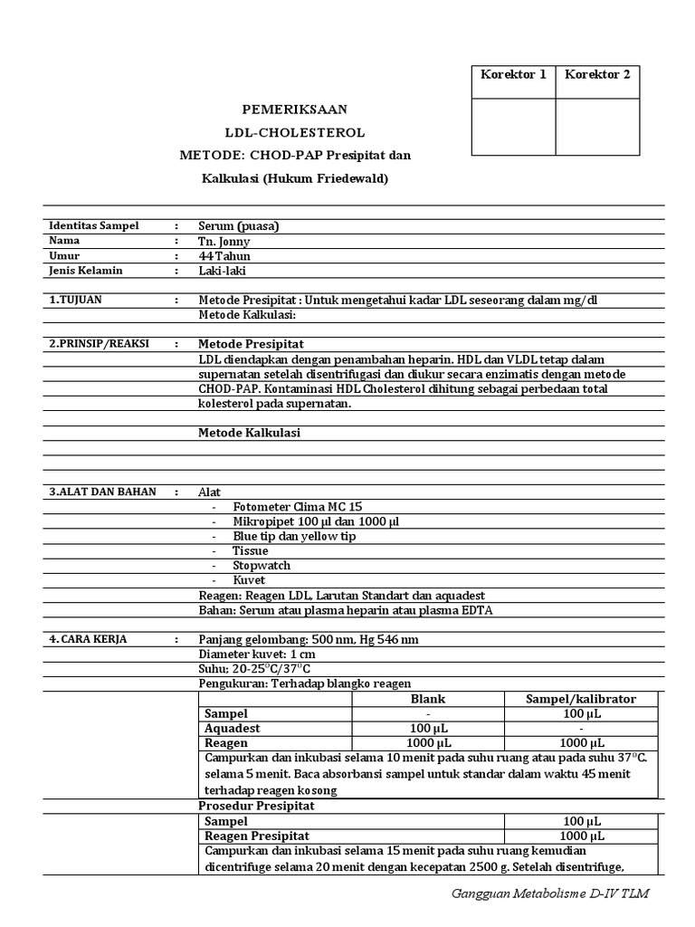 Zidhan Hanafi Pemeriksaan LDL | PDF