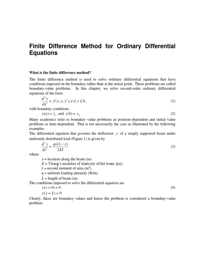 Finite Difference | PDF | Beam (Structure) | Equations