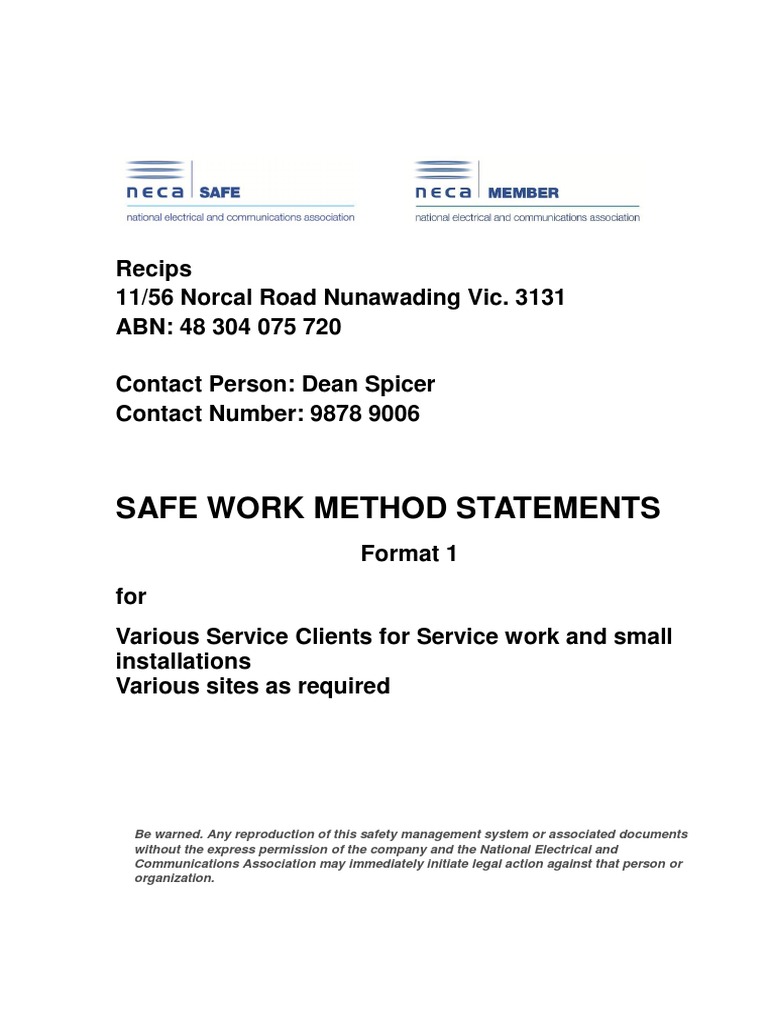 UPS Installation Safe Work Methods | PDF | Personal Protective ...
