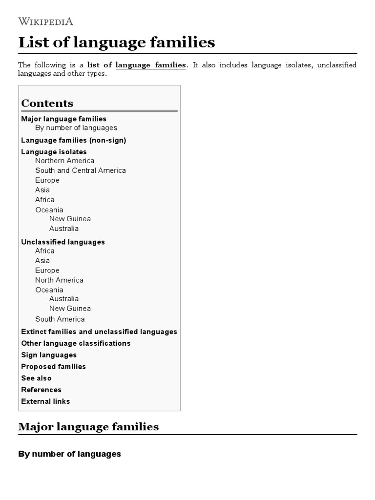 List of Language Families - Wikipedia | PDF | Human Communication ...