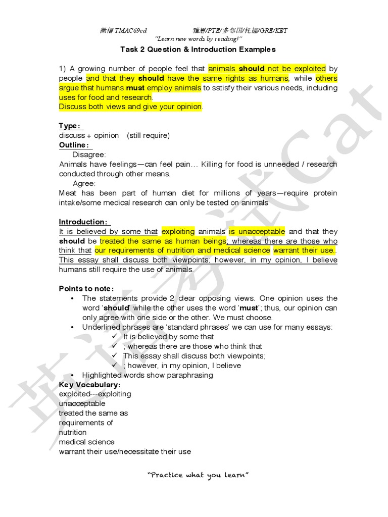 IELTS Task 2 Question and Introduction Examples | PDF | Alternative ...
