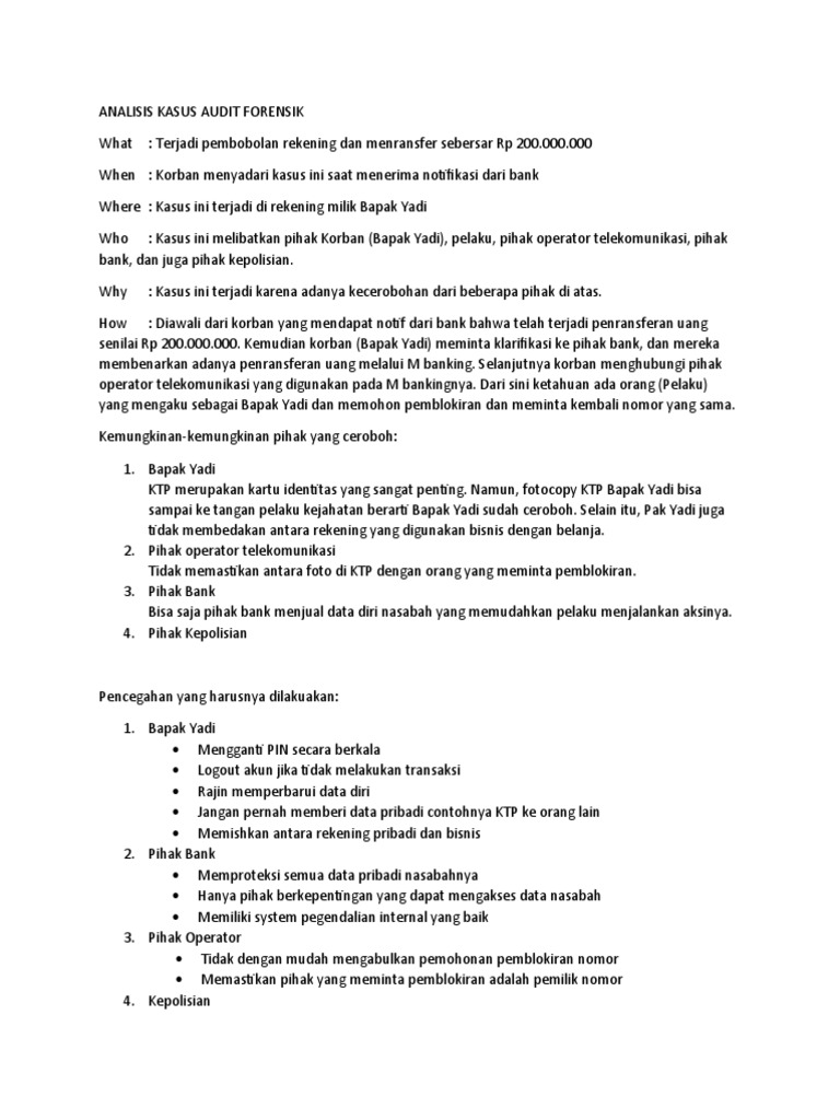 Analisis Kasus Audit Forensik | PDF