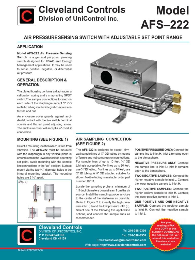 Model AFS-222: Cleveland Controls | Download Free PDF | Pipe (Fluid ...