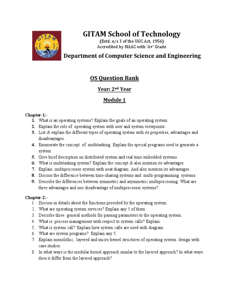 OS Question Bank - All Modules - II ND Year | PDF | Scheduling (Computing) | Thread (Computing)