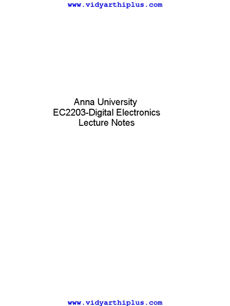 Anna University EC2203-Digital Electronics Lecture Notes | Download ...