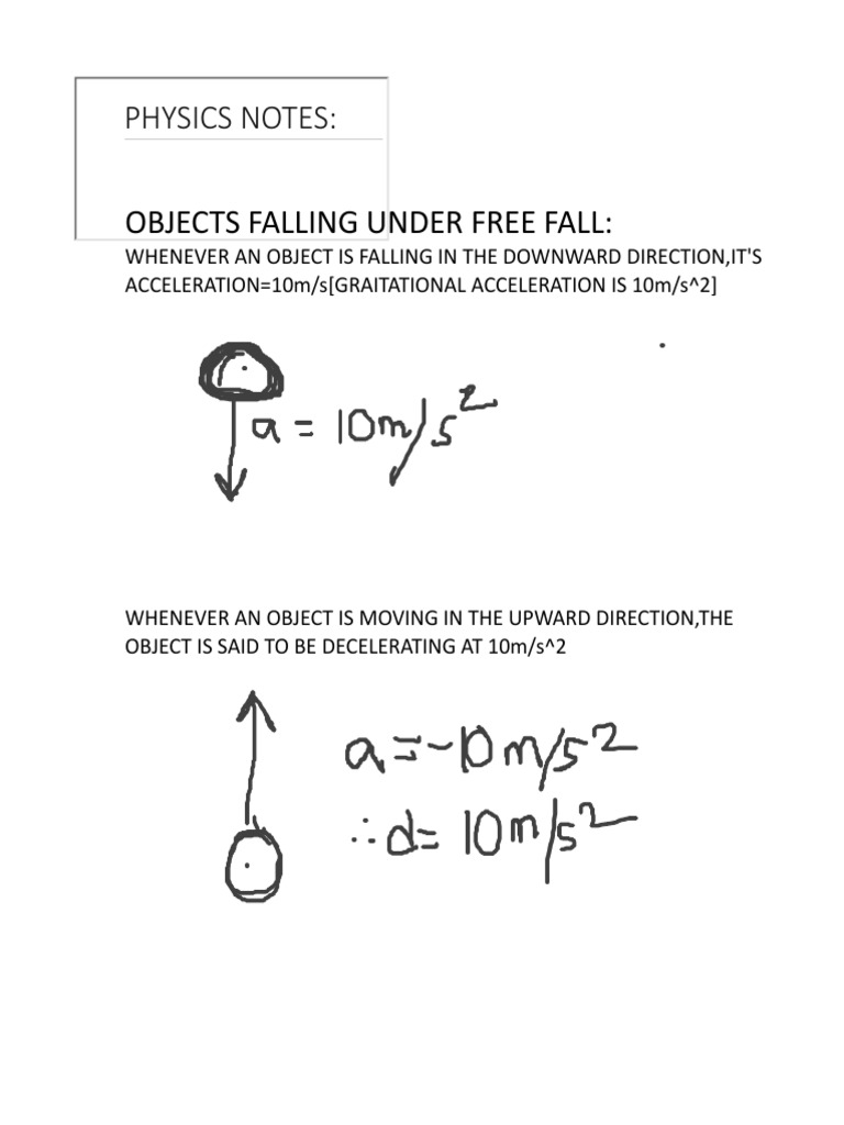 Objects Falling Under Free Fall:: Physics Notes | PDF