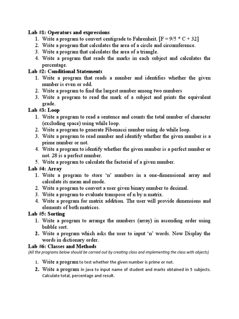 Lab #1: Operators and Expressions | PDF | Method (Computer Programming) | Matrix (Mathematics)