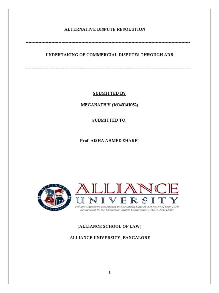 Adr Project | PDF | Alternative Dispute Resolution | Mediation