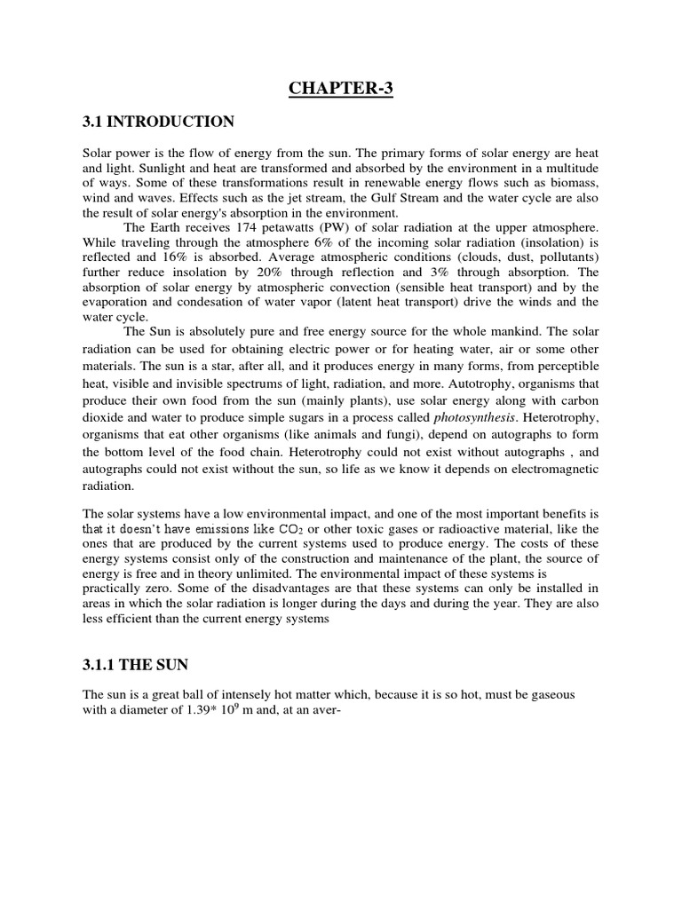 CHAPTER-3 Solar Energy | PDF | Solar Power | Atmosphere Of Earth