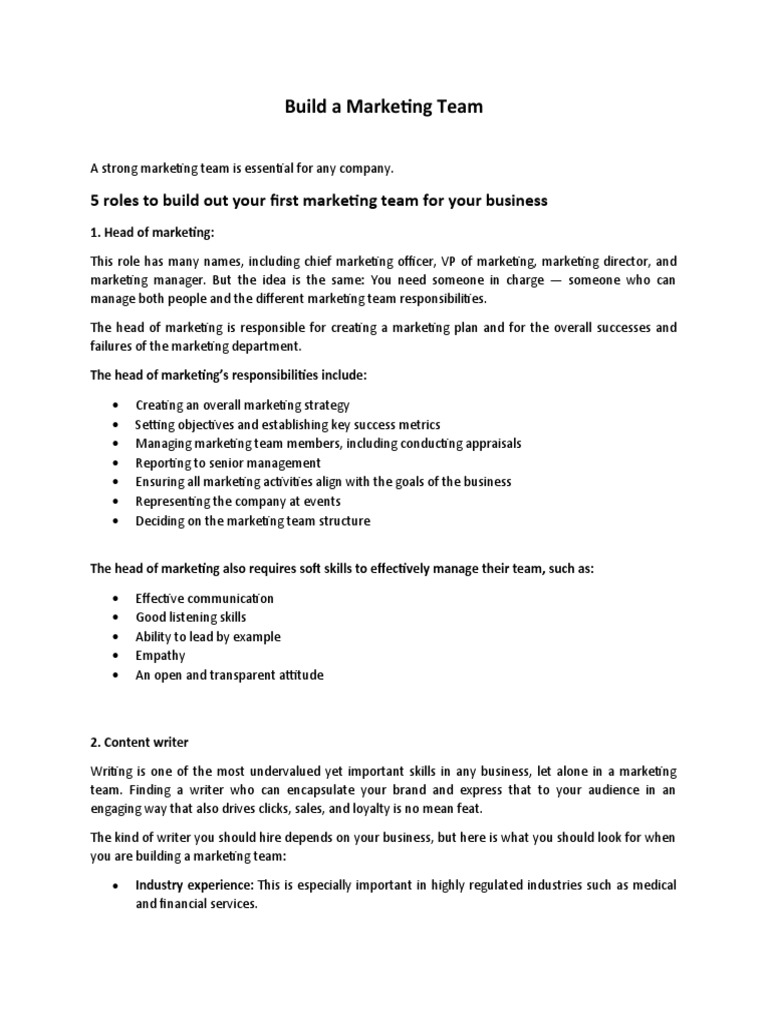 Build A Marketing Team | PDF | Search Engine Optimization | Information ...