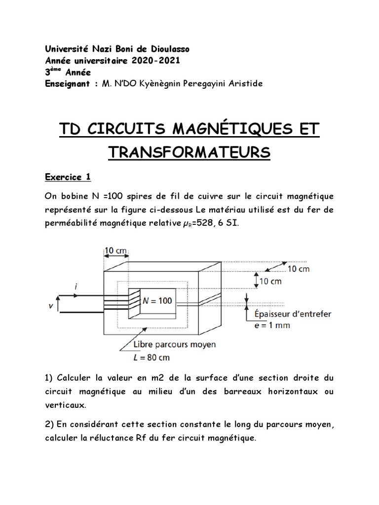 TD Modélisation Électrique de Machine À Champs | PDF | Champ magnétique | Transformateur électrique