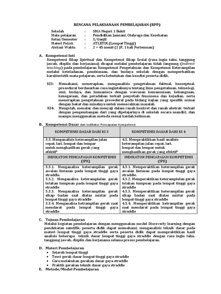3 RPP Lompat Tinggi 2 | PDF