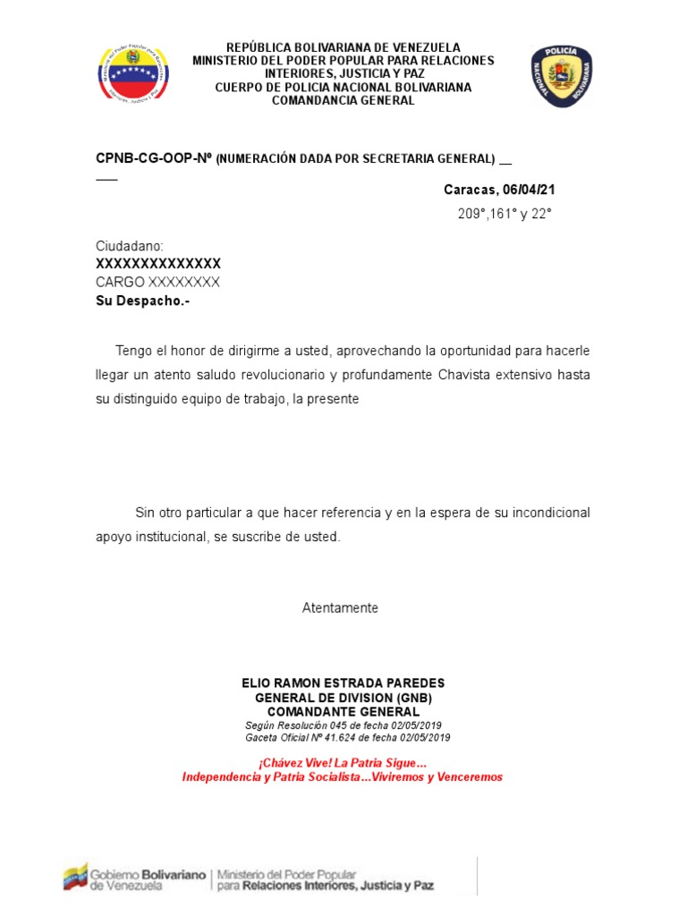 Modelo de Oficio Externo CPNB | PDF