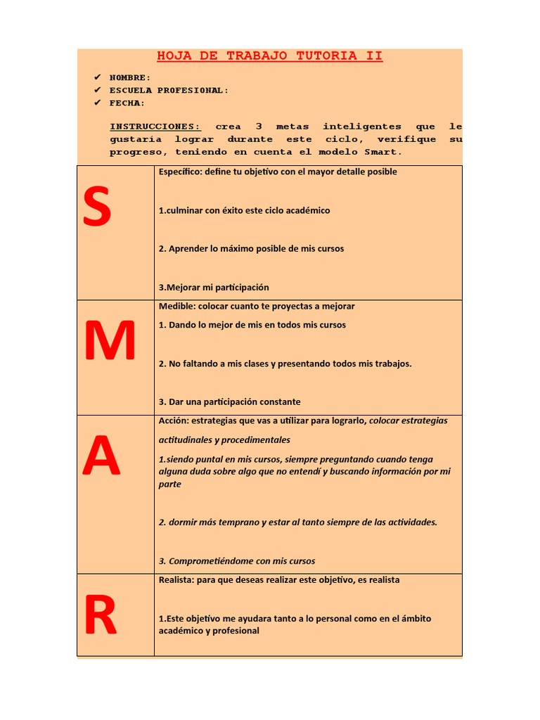 Formato de Metas Smart | PDF