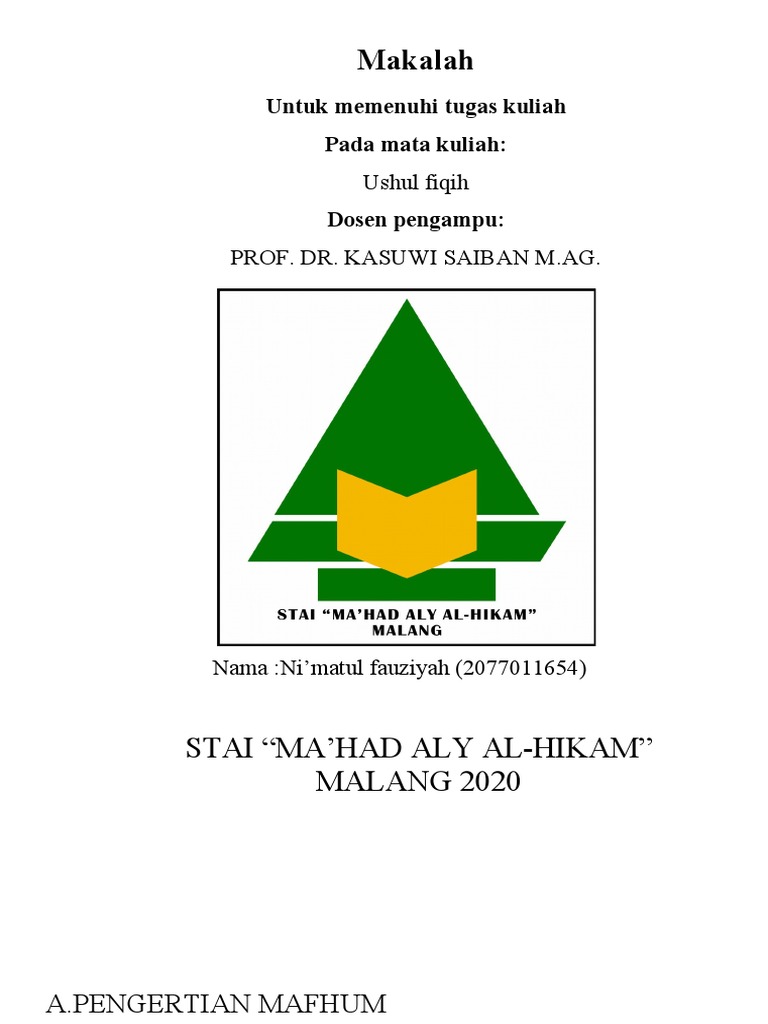 Pengertian dan Pembagian Mafhum | PDF