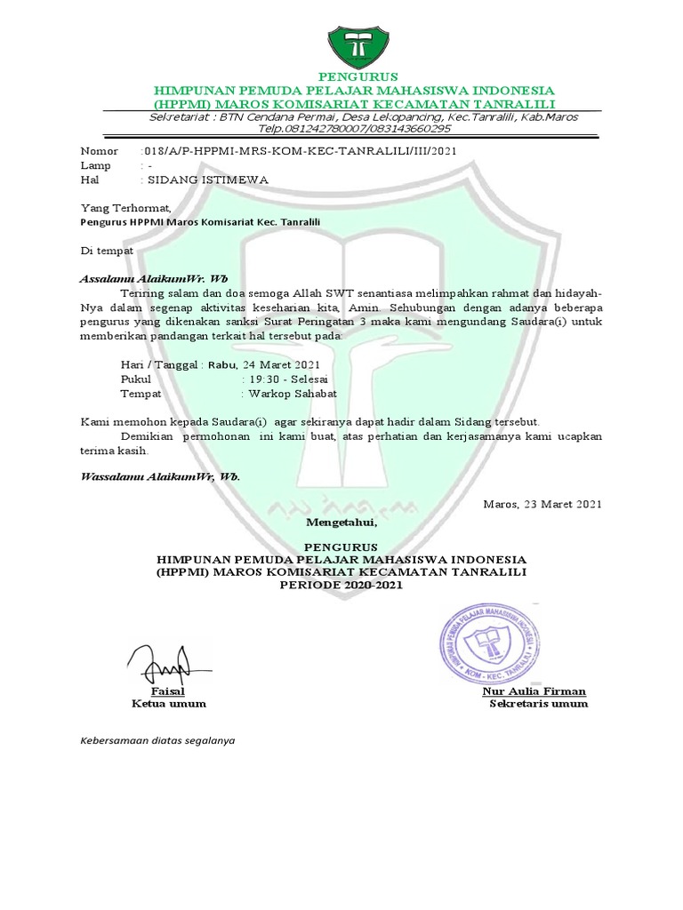 Sidang Istimewa HPPMI Maros 2021 | PDF