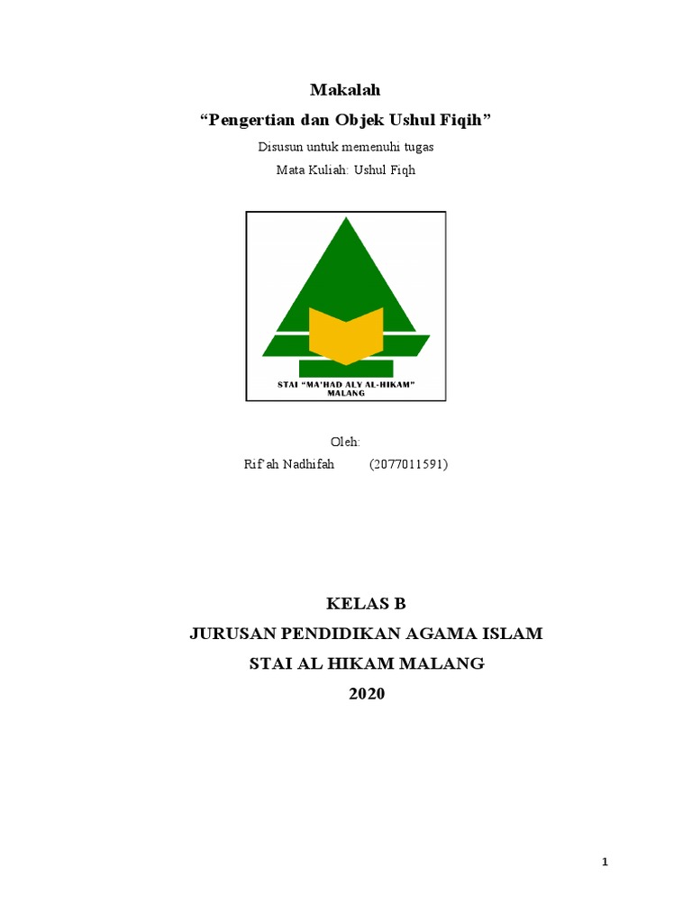 Pengertian dan Objek Ushul Fiqih | PDF