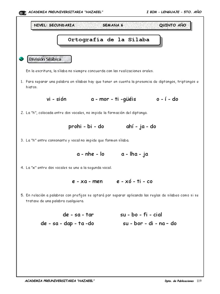 División Silábica y Diptongos en Español | PDF | Vocal | Sílaba