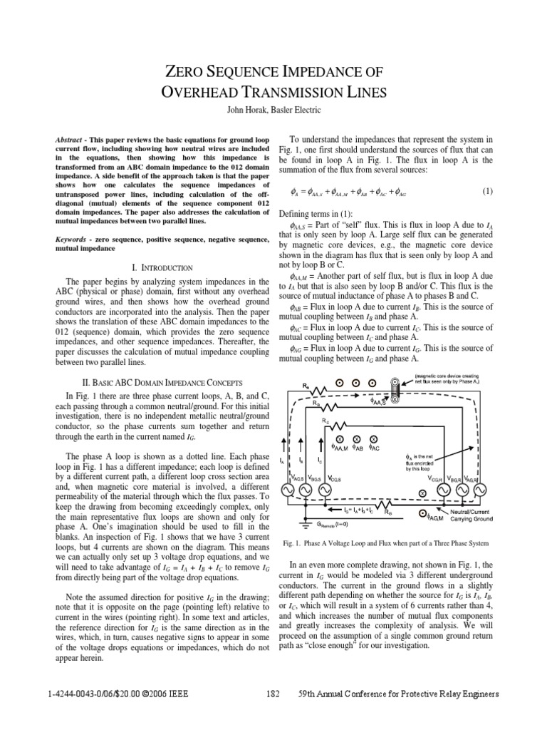 Zero Sequence Impedance of Overhead Transmission Lines | PDF | Electrical Impedance | Inductance