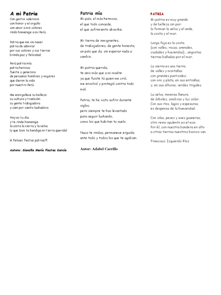 Poemas A La Patria | PDF | Perú