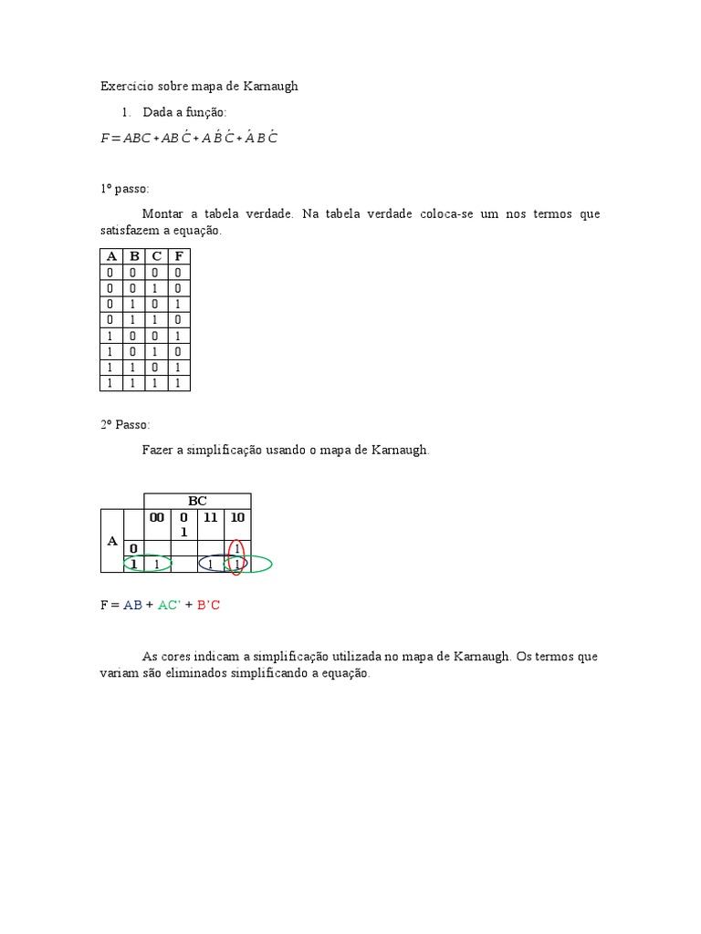Simplificação de Função Booleana Utilizando Mapa de Karnaugh | PDF
