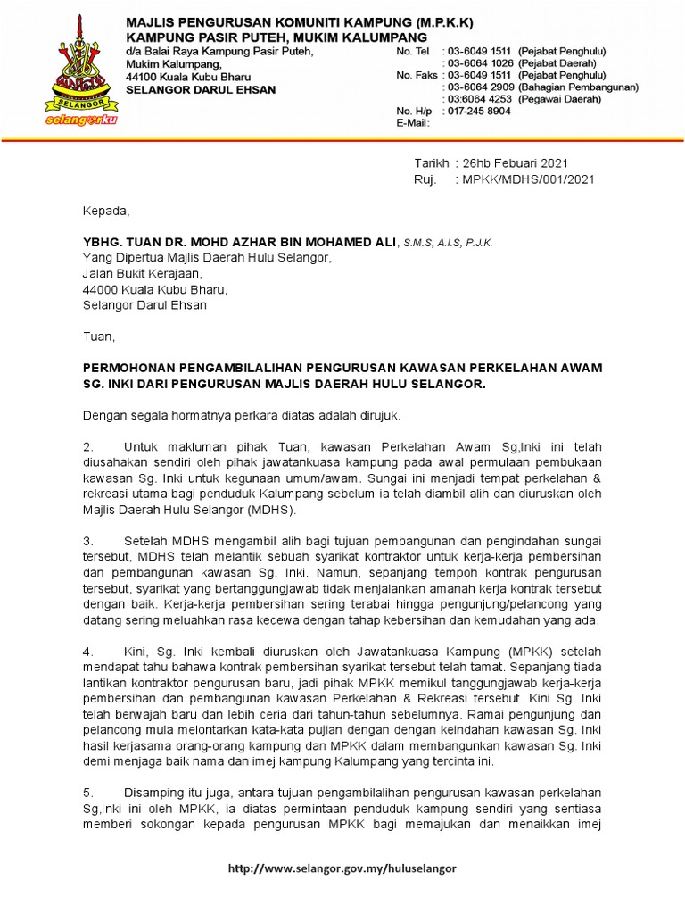 Surat Kepada YDP | PDF