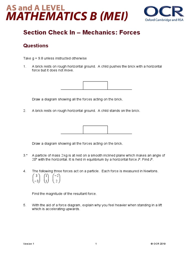 Mechanics Questions | PDF | Force | Tension (Physics)
