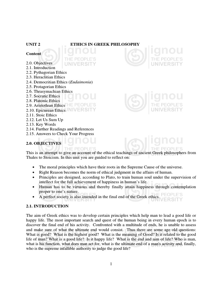 An Overview of Ethics in Ancient Greek Philosophy from the Pythagoreans ...