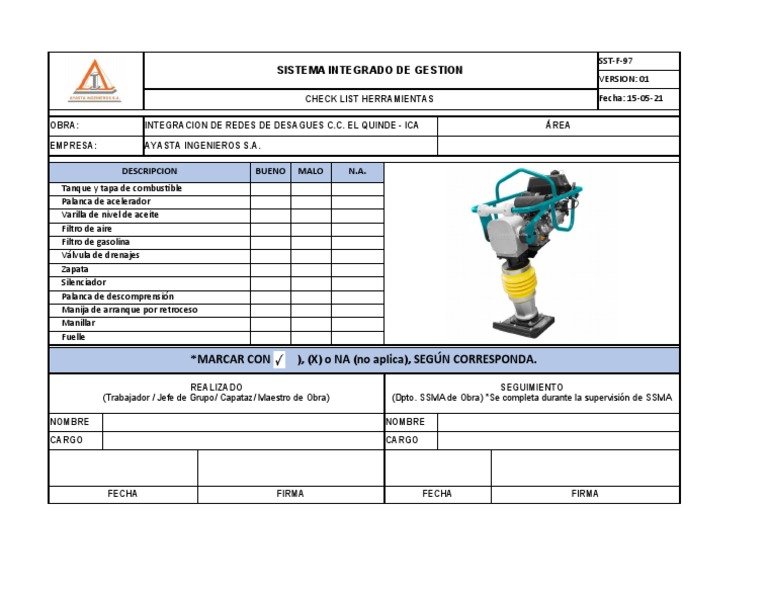Check List Compactador Tipo Canguro | PDF