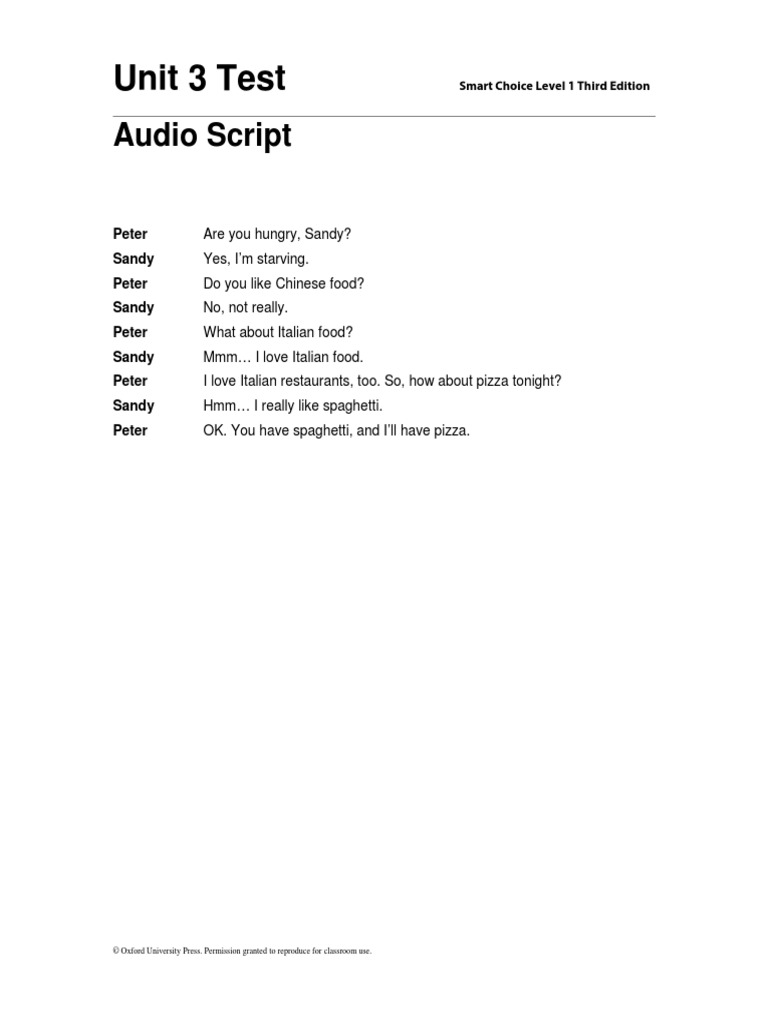 Unit 3 Test: Audio Script | PDF