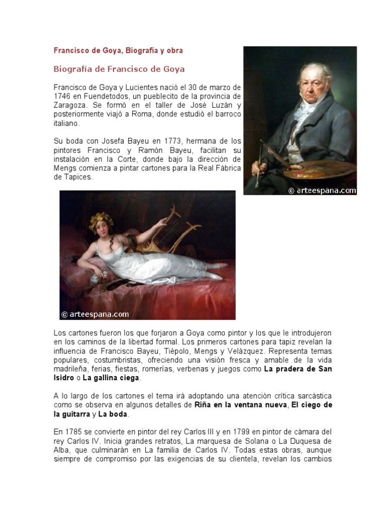Biografia de Francisco de Goya | PDF | Francisco Goya | Pinturas