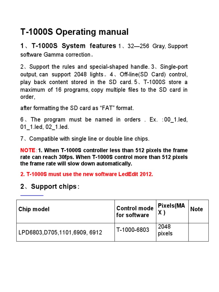 T-1000S LED Controller Manual | PDF | Computer Science | Computer ...