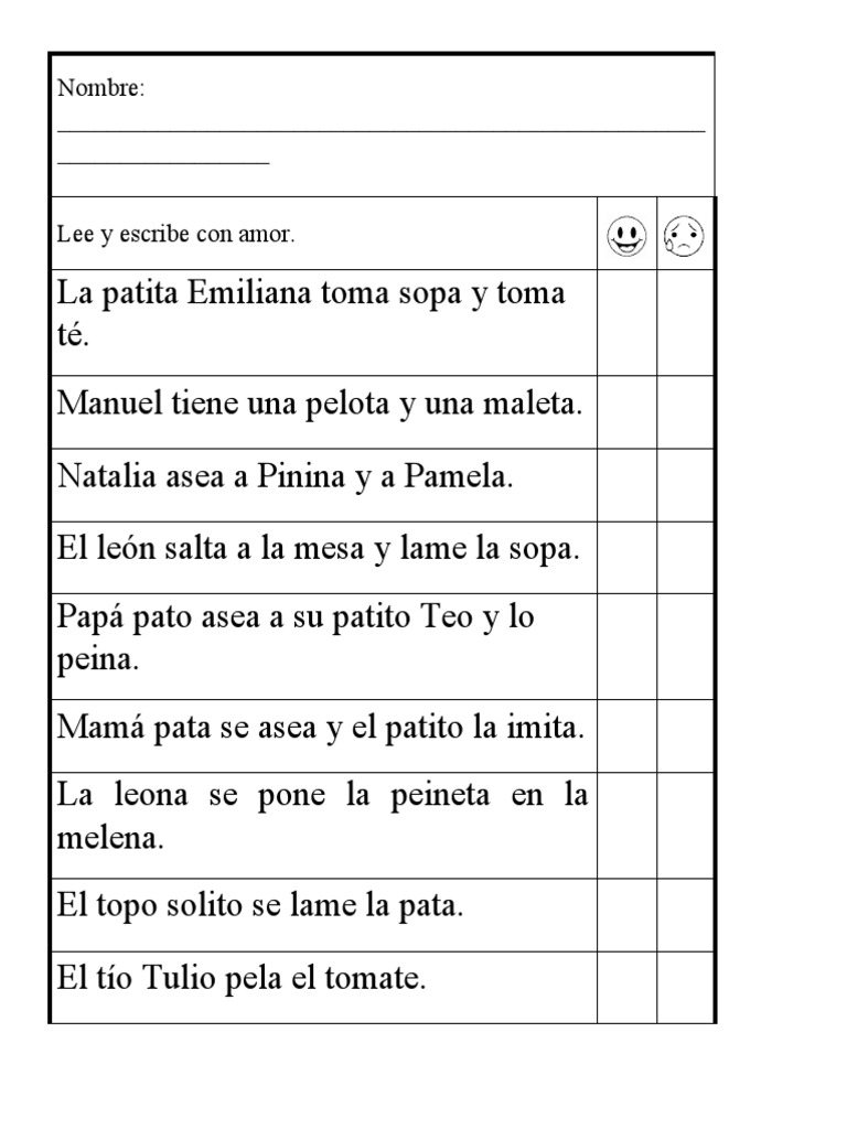 Ficha Lectura Letra T | PDF