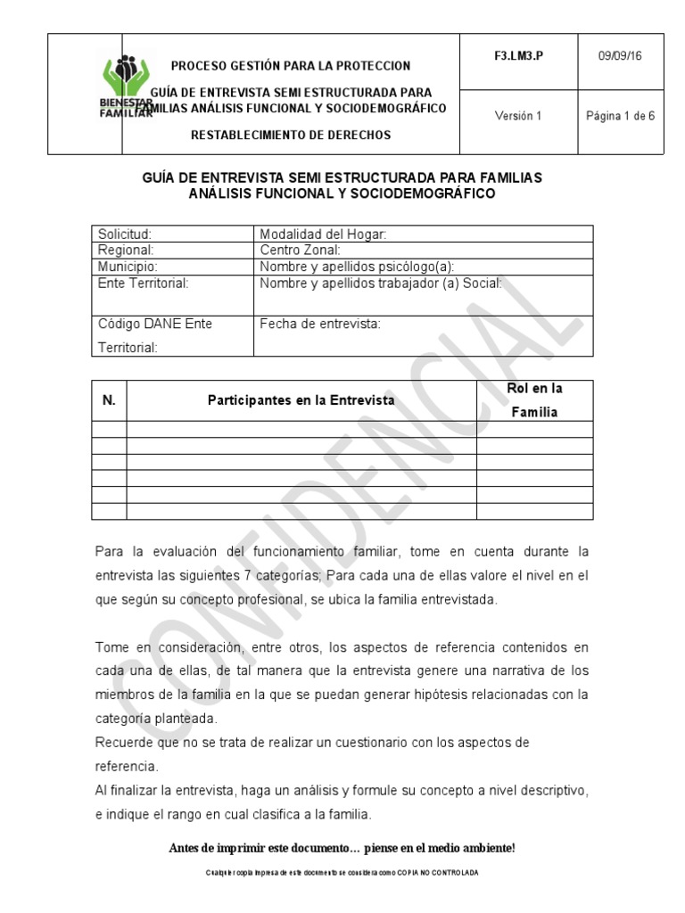 f3.lm2 .P Guia Entrevista Semi Estructurada v1 | PDF | Familia | Las emociones