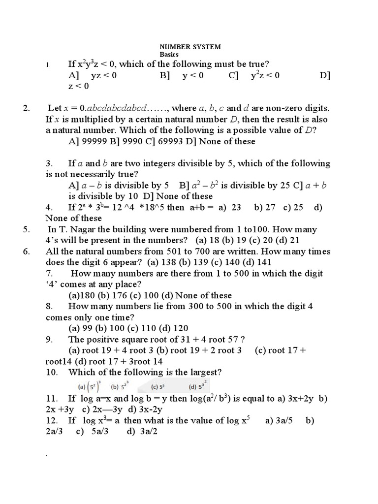 Number System and Divisibility Problems | PDF | Mathematical Objects ...