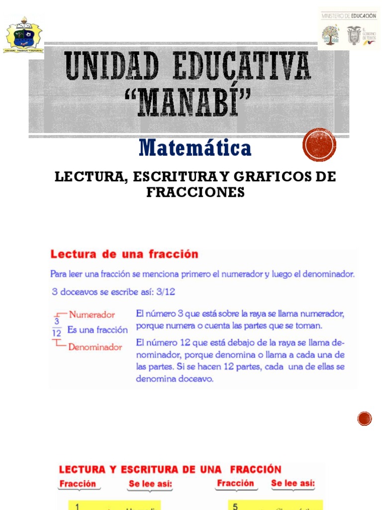 Lectura, Escritura y Graficos de Fracciones | PDF