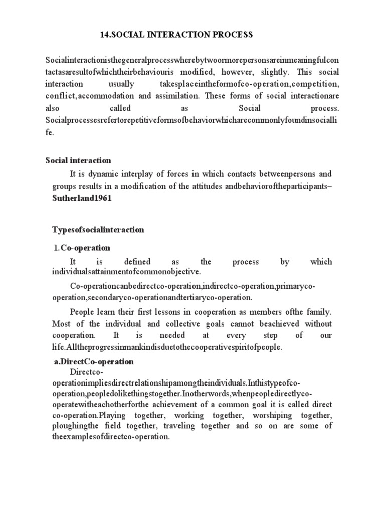 14.social Interaction Process | PDF | Competition | Psychology