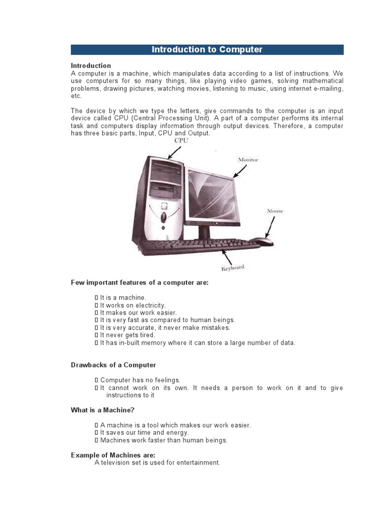 Overview of Computer Basics | PDF | Input/Output | Central Processing Unit