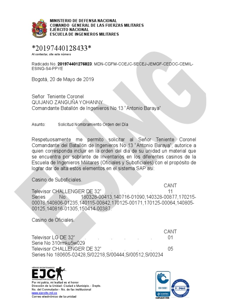 Solicitud Alta Televisores Bibya | PDF | Rangos | Rango militar