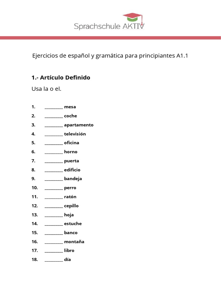 Ejercicios Gramática A1 | PDF | Verbo | Morfología