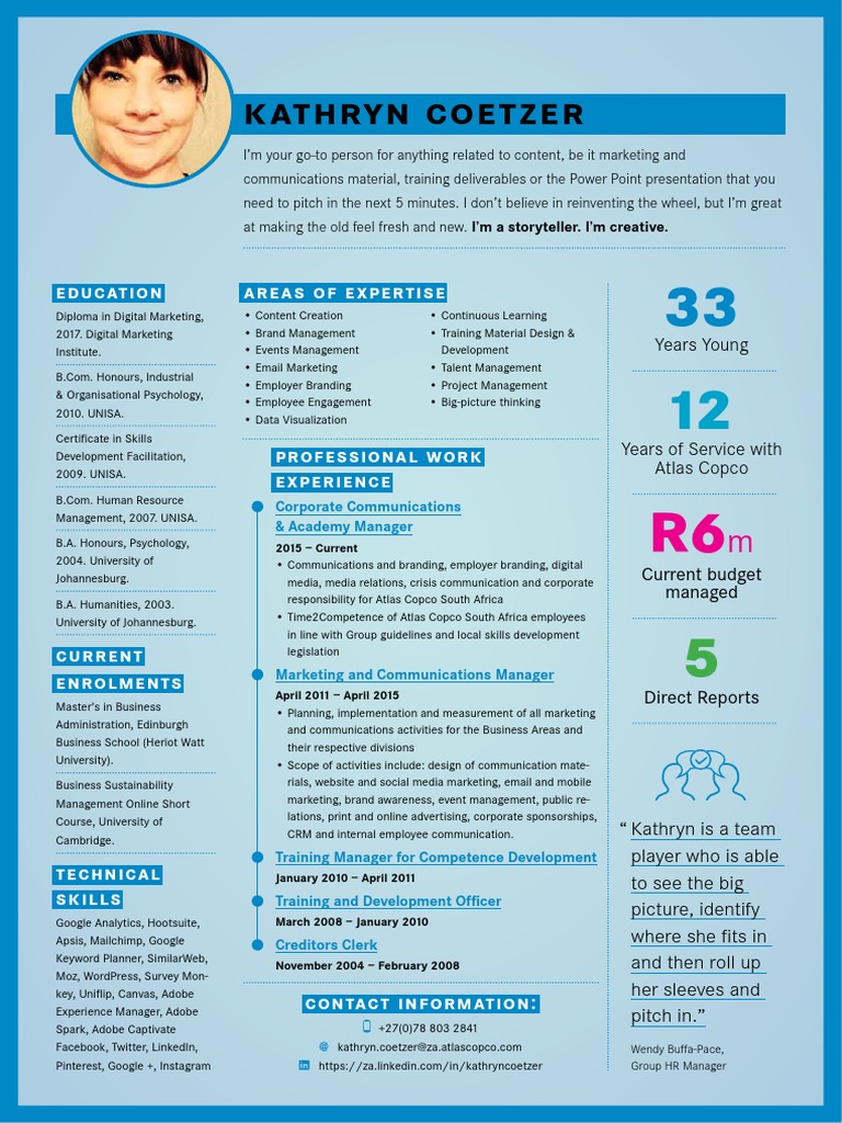 Kathryn CV Jan 2017 A | PDF | Social Media Marketing | Communication
