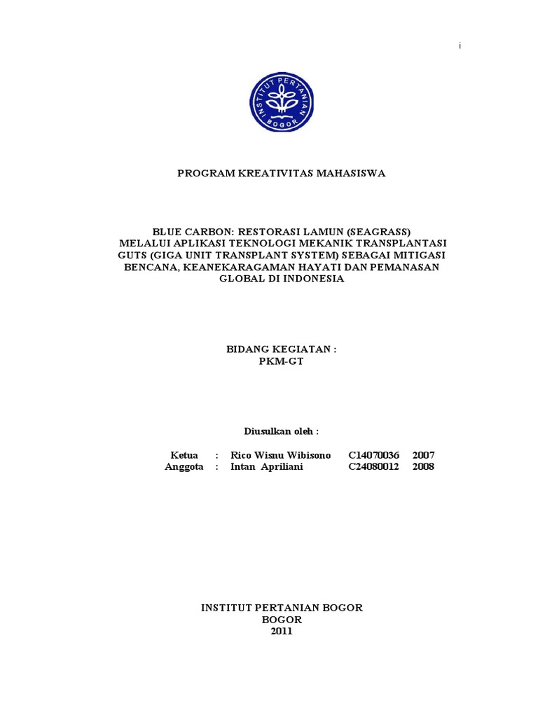 PKM-GT-11-IPB-Intan - Blue Carbon | PDF